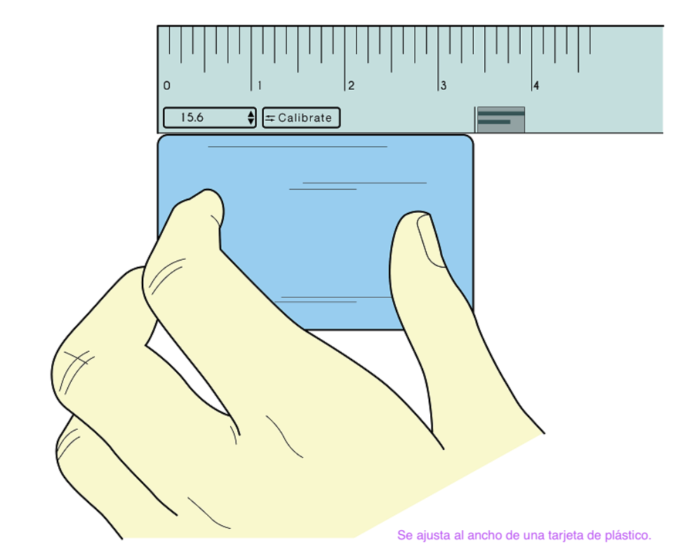 Guía de calibración: Se ajusta al ancho de una tarjeta de plástico